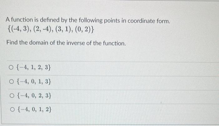 Solved A function is defined by the following points in | Chegg.com