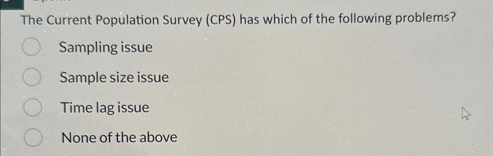 Solved The Current Population Survey (CPS) ﻿has which of the | Chegg.com