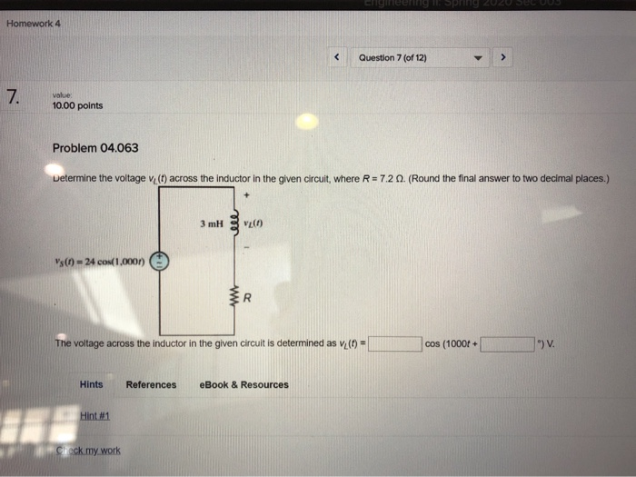Solved Determine the voltage VL(t) across the inductor in | Chegg.com