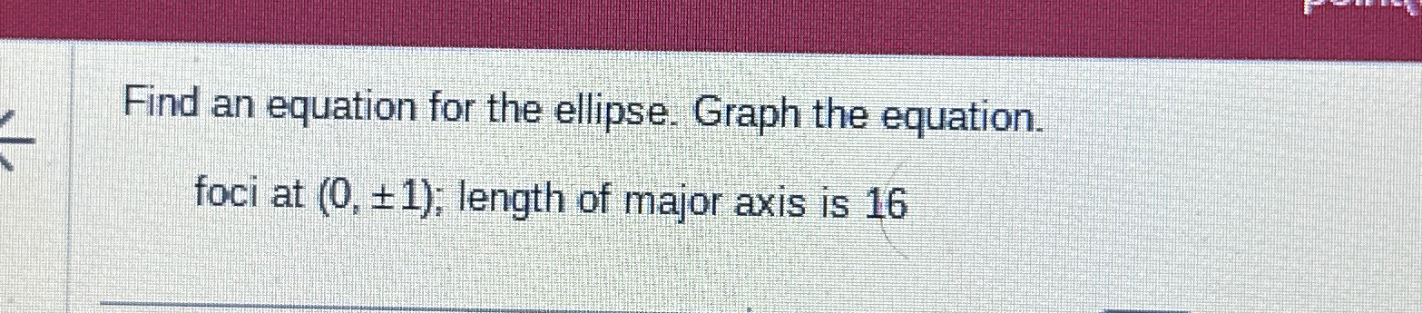 Solved Find an equation for the ellipse. Graph the equation. | Chegg.com