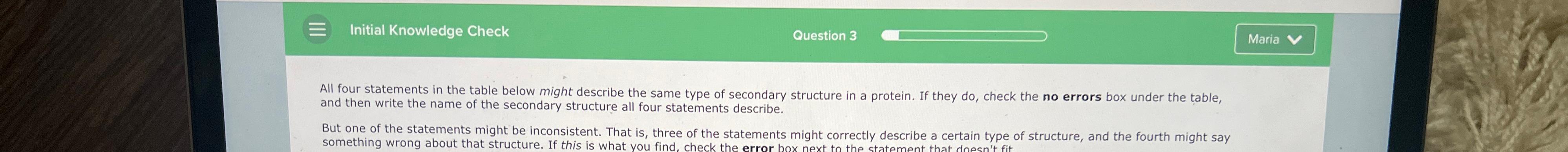 Solved Initial Knowledge CheckQuestion 3MariaAll four | Chegg.com