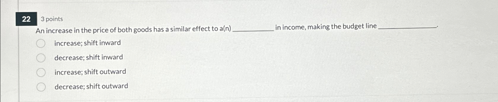 Solved 223 ﻿pointsAn increase in the price of both goods has | Chegg.com