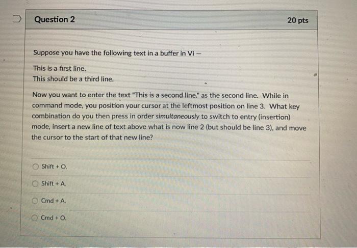 Solved Suppose you have the following text in a buffer in Vi | Chegg.com