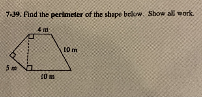 Solved 7-39. Find the perimeter of the shape below. Show all | Chegg.com