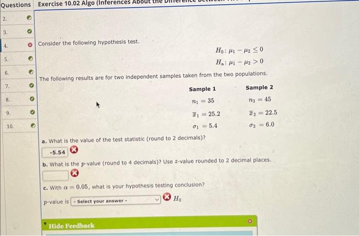 Solved Consider The Following Hypothesis Test