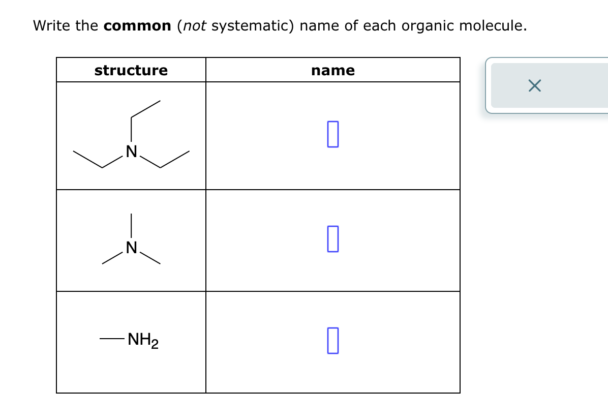 Solved Write the common (not systematic) ﻿name of each | Chegg.com