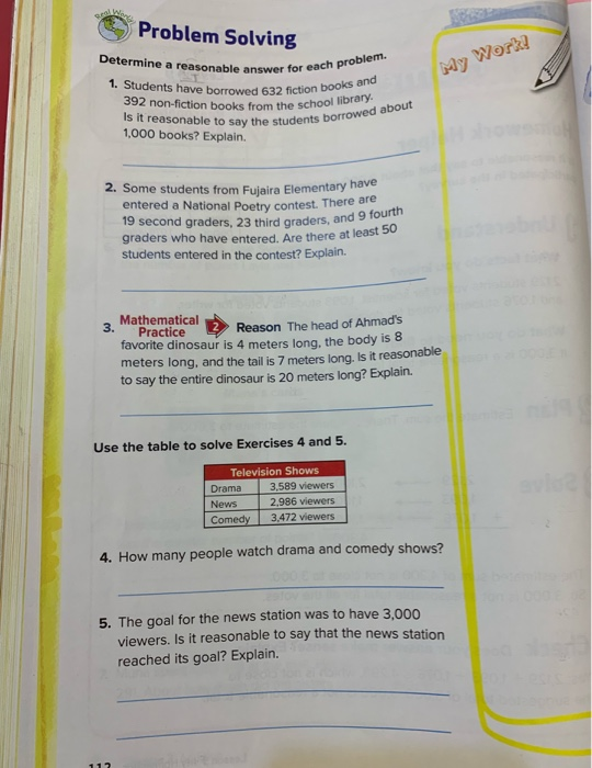 Solved Real Problem Solving Determine a reasonable answer | Chegg.com