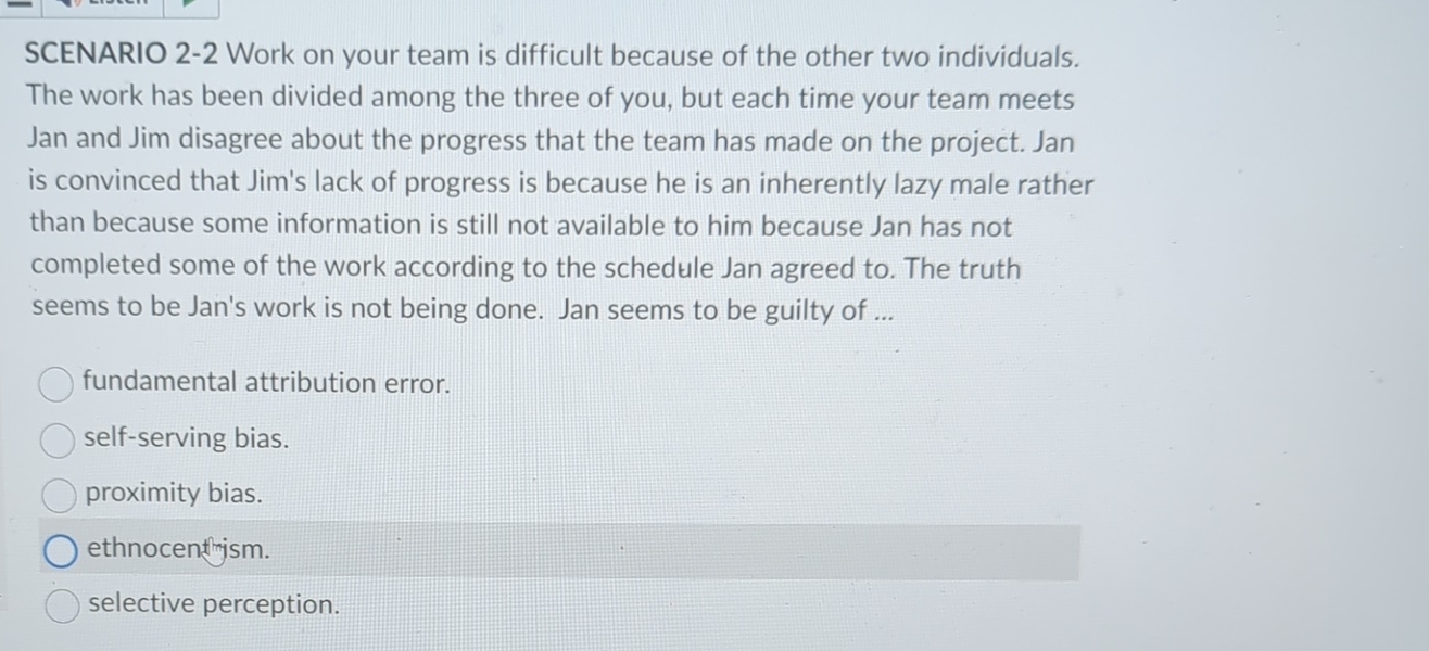 Solved SCENARIO 2-2 ﻿Work on your team is difficult because | Chegg.com