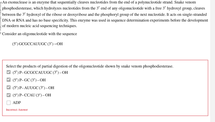 Solved An exonuclease is an enzyme that sequentially cleaves | Chegg.com