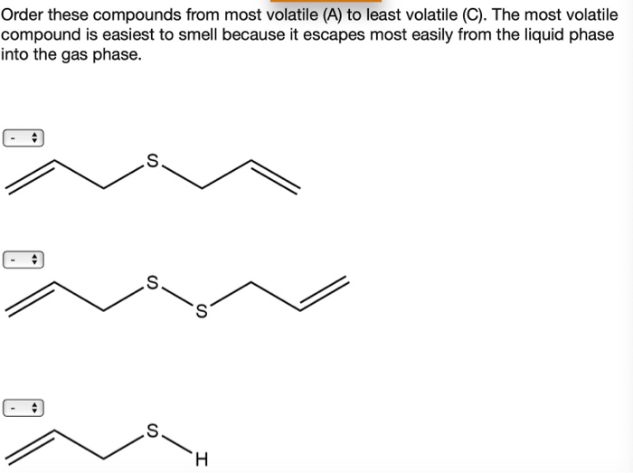 Solved Order these compounds from most volatile (A) to least | Chegg.com