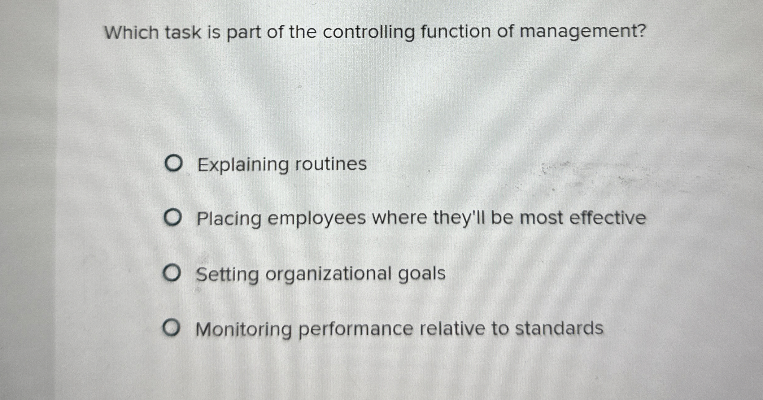 Solved Which task is part of the controlling function of | Chegg.com