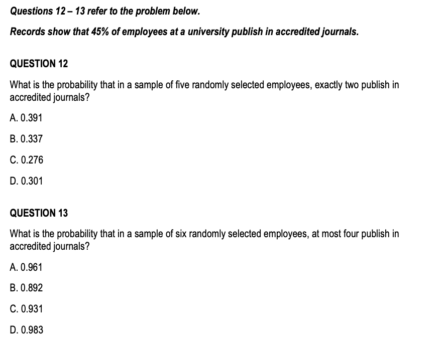 Solved Questions 12-13 ﻿refer to the problem below. Records | Chegg.com
