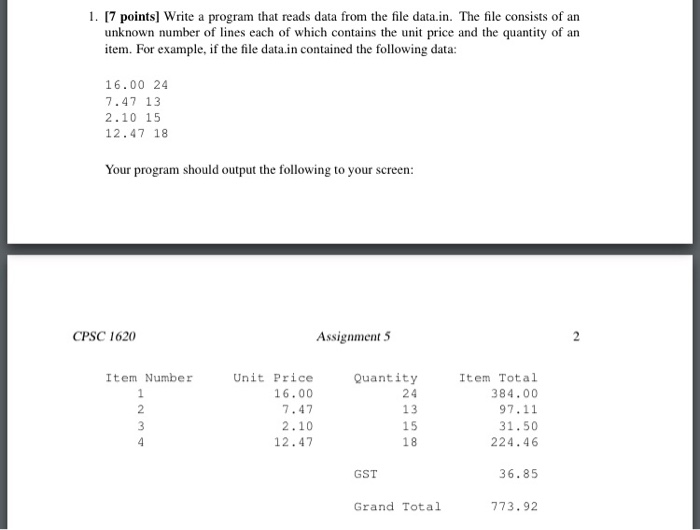 Solved 1. 17 points] Write a program that reads data from | Chegg.com