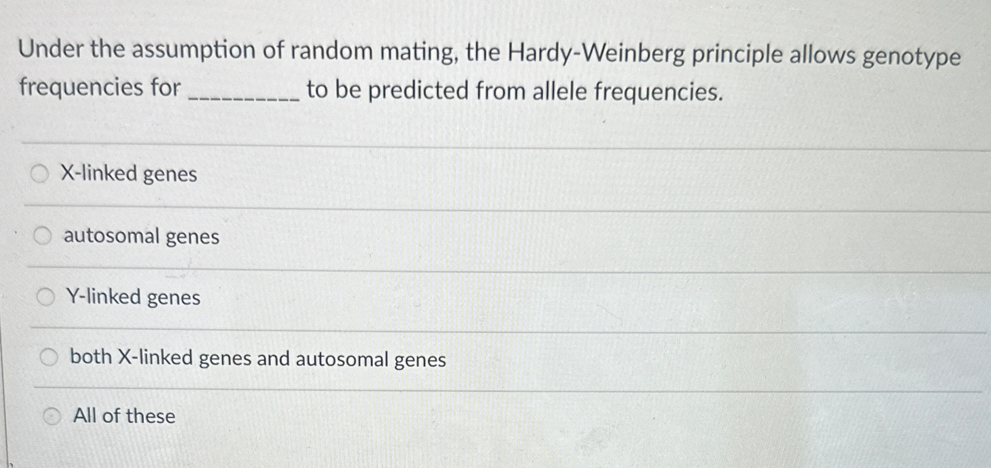 Solved Under the assumption of random mating, the | Chegg.com