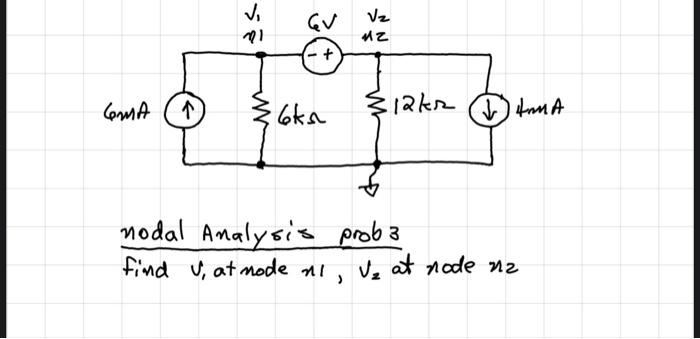 Solved nodal Analysis probz find v1 at node x1,v2 at node | Chegg.com