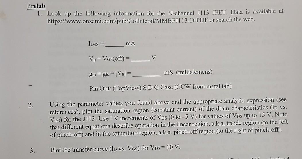 Solved Prelab 1. Look up the following information for the | Chegg.com