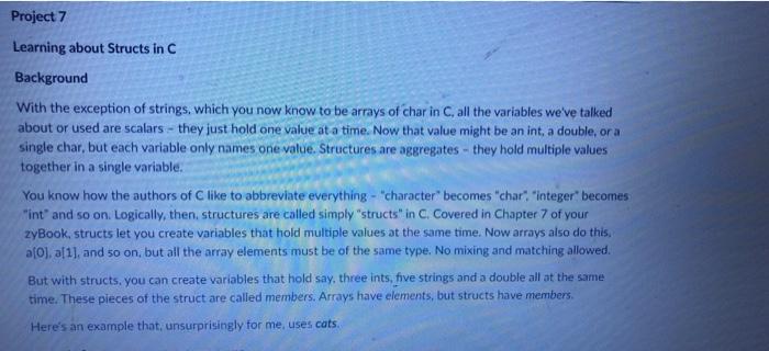 Solved Project 7 Learning about Structs in C Background With | Chegg.com