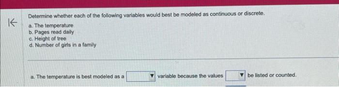 Solved Determine whether each of the following variables | Chegg.com