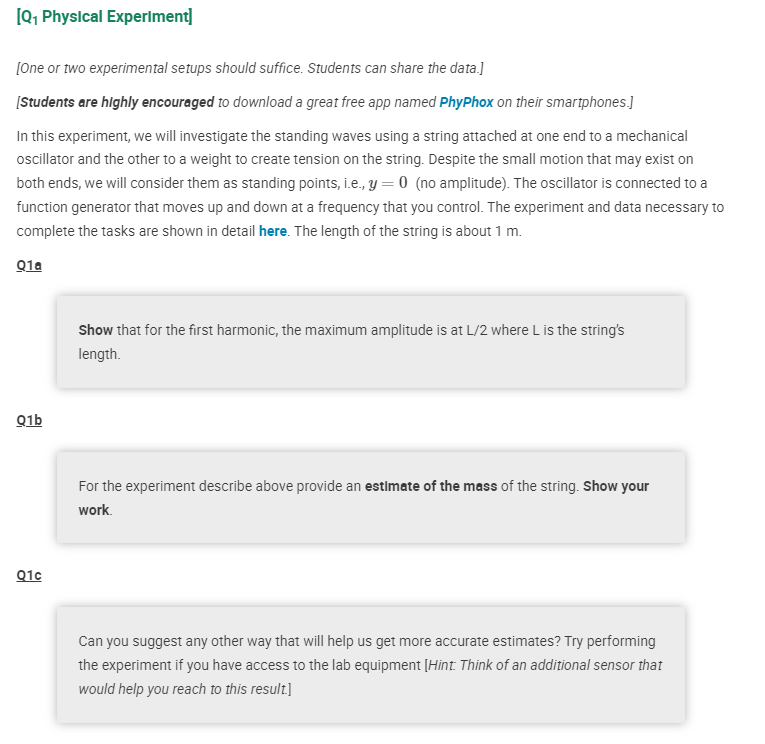 Solved PHYSICS III Physical Experiment][One or two | Chegg.com