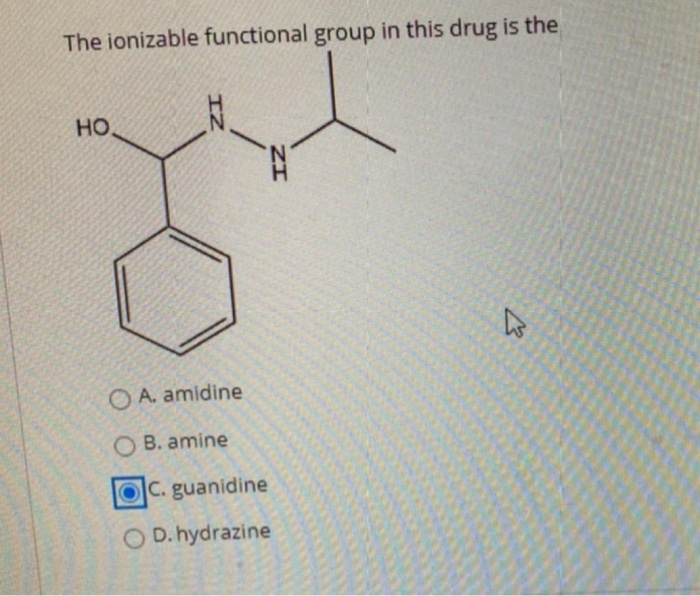 Solved The ionizable functional group in this drug is the | Chegg.com