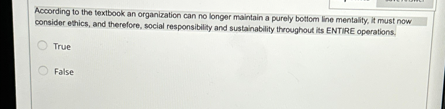 Solved According to the textbook an organization can no | Chegg.com