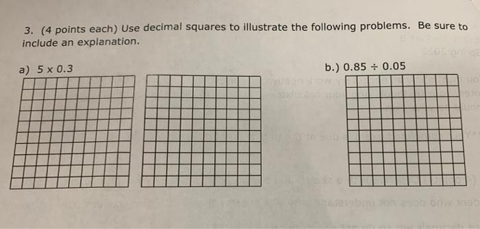Solved 3. (4 points each) Use decimal squares to illustrate | Chegg.com
