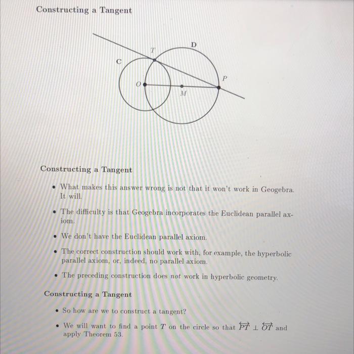 Solved Constructing a Tangent Problem 55 Given a circle C | Chegg.com