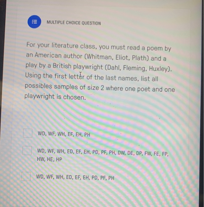 Solved MULTIPLE CHOICE QUESTION For your literature class, | Chegg.com