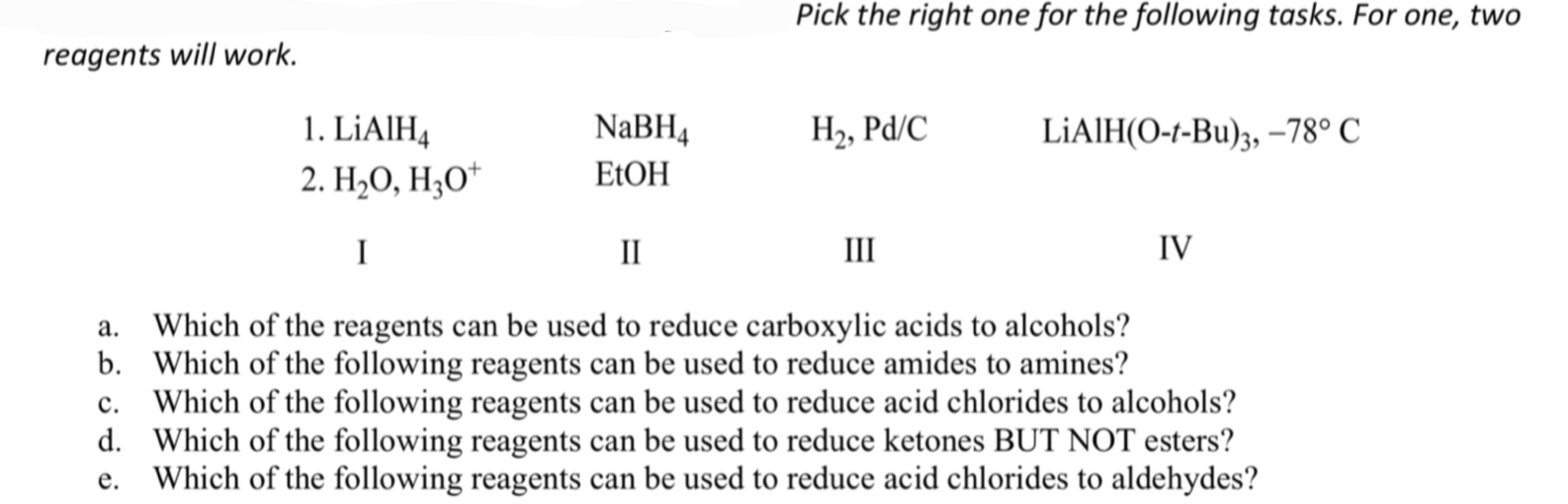 Solved Pick the right one for the following tasks. For one, | Chegg.com