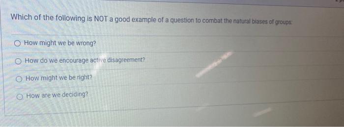 Solved Which of the following is NOT a good example of a | Chegg.com