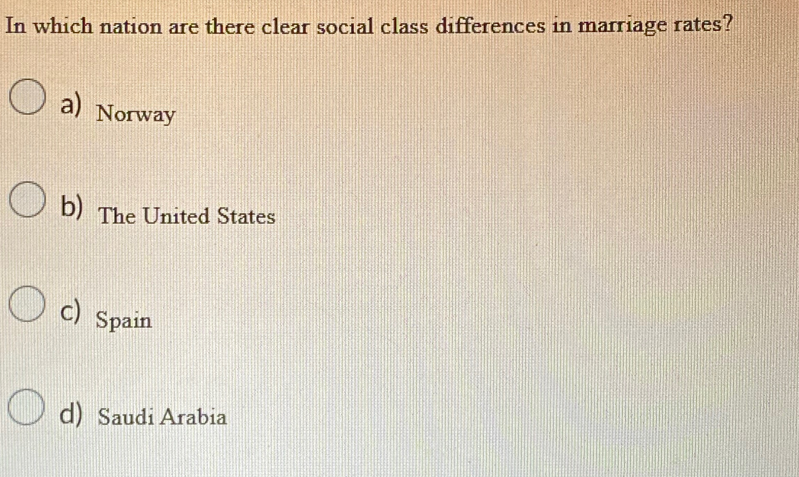 Solved In which nation are there clear social class | Chegg.com