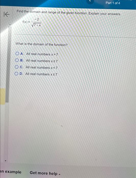 Solved K Find the domain and range of the given function. | Chegg.com