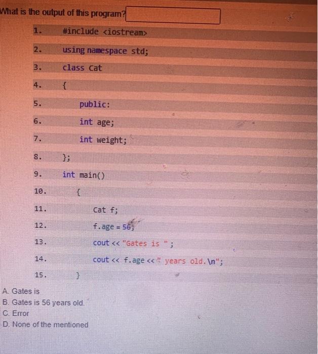 Solved What is the output of this program 1. #include 2. | Chegg.com