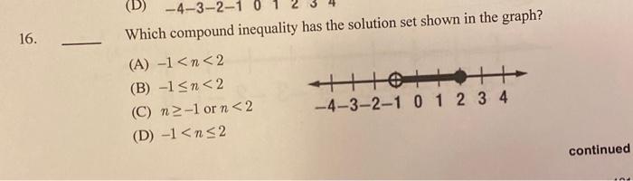 Solved Which compound inequality has the solution set shown | Chegg.com