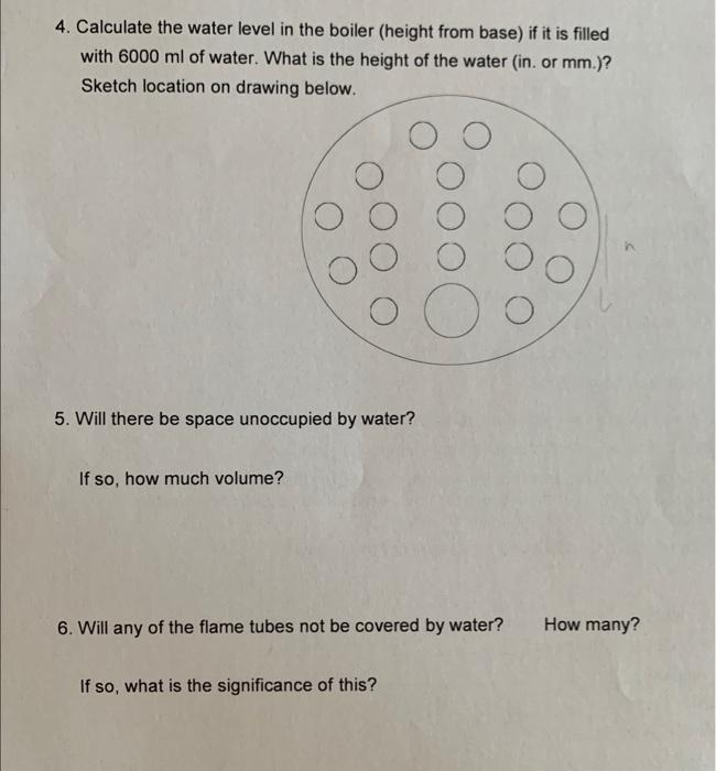 Solved 4. Calculate the water level in the boiler (height | Chegg.com
