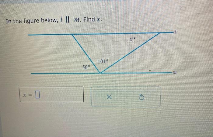 Solved In the figure below, l∥m. Find x. | Chegg.com