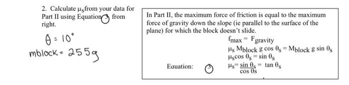 Solved 2. Calculate ug from your data for Part II using | Chegg.com