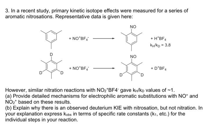 Solved 3. In a recent study, primary kinetic isotope effects | Chegg.com