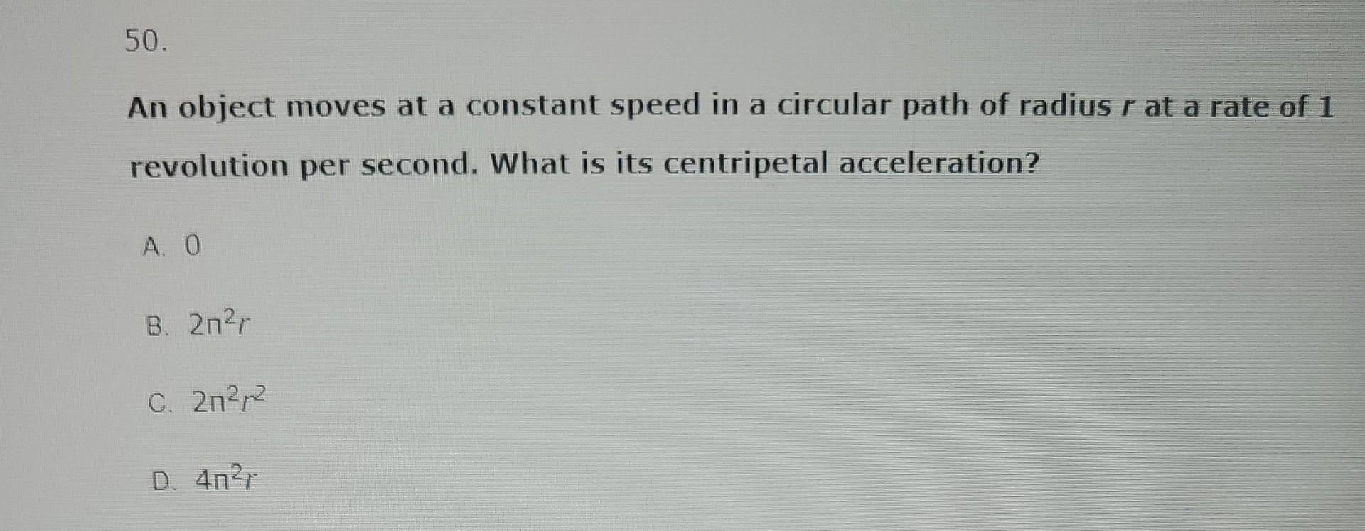 Solved An object moves at a constant speed in a circular | Chegg.com