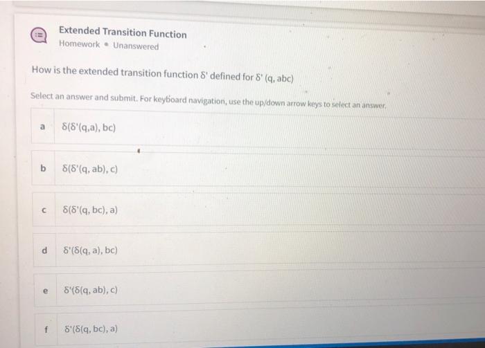 Solved Extended Transition Function Homework Unanswered How | Chegg.com