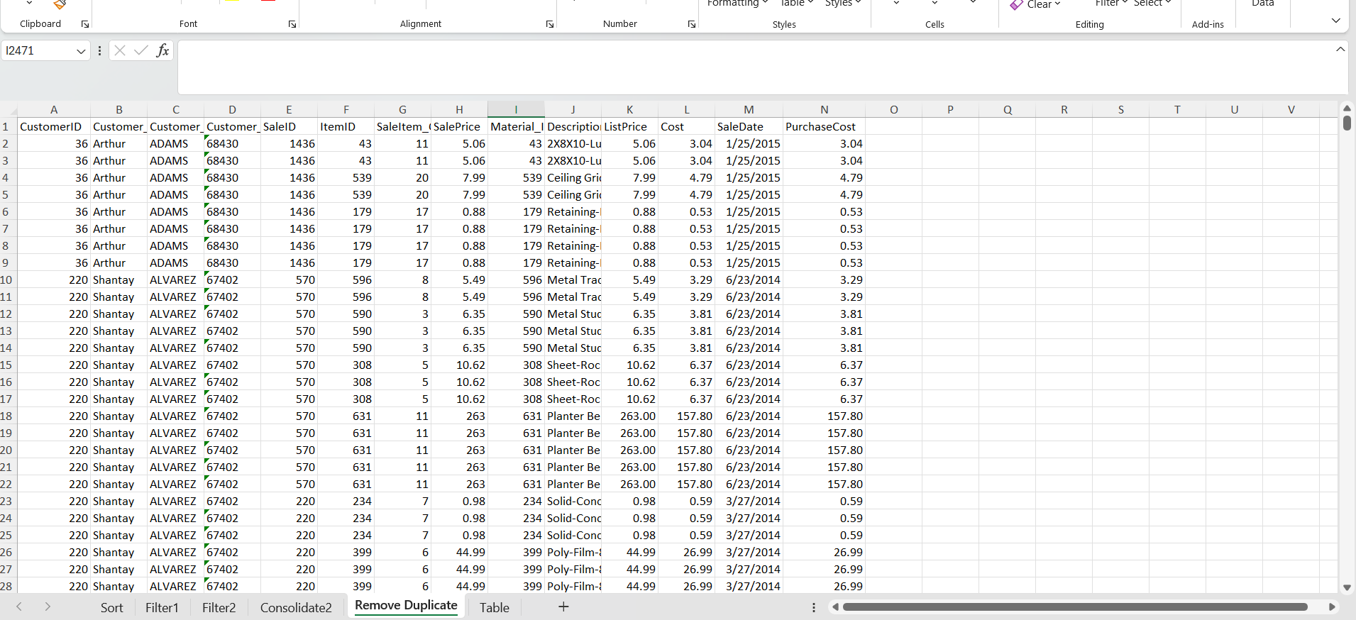 Solved In the “Remove Duplicate” ﻿worksheet, create a | Chegg.com