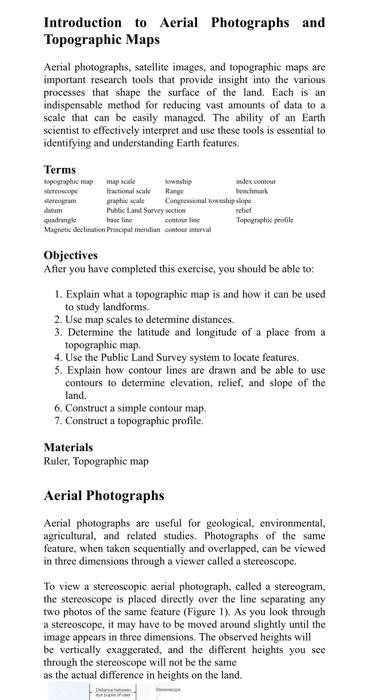 Solved Introduction to Aerial Photographs and Topographic | Chegg.com