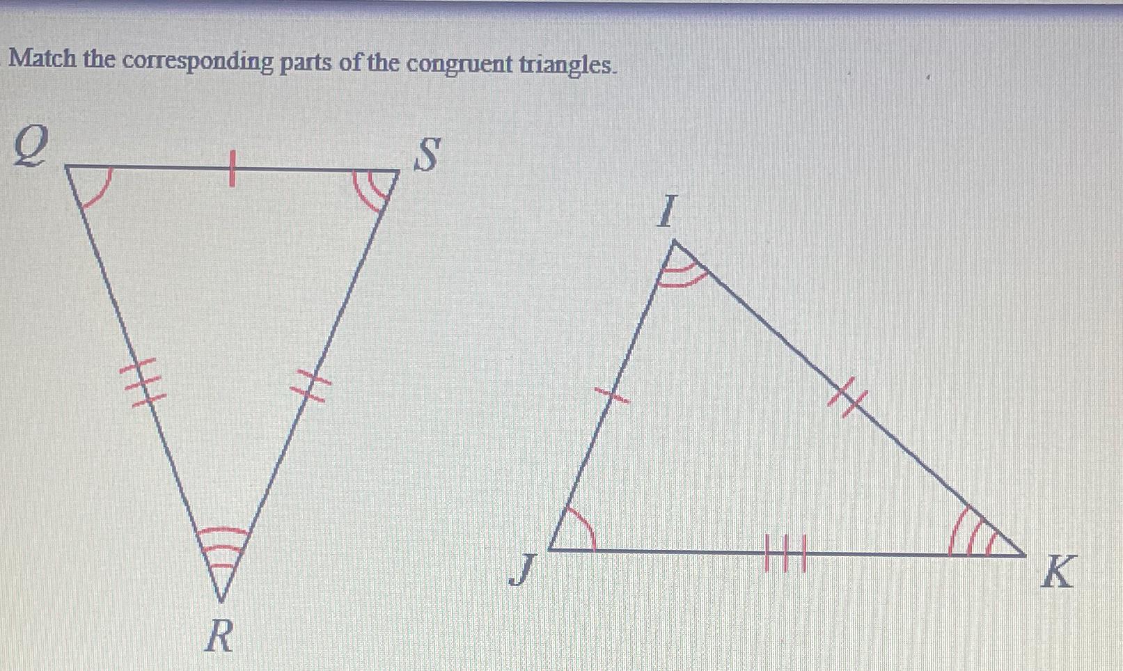 Solved Match the corresponding parts of the congruent | Chegg.com