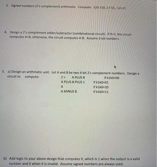 Solved 3. Signed numbers (2's complement) arithmetic. | Chegg.com