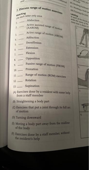 7. Discuss range of motion exercises matching | Chegg.com