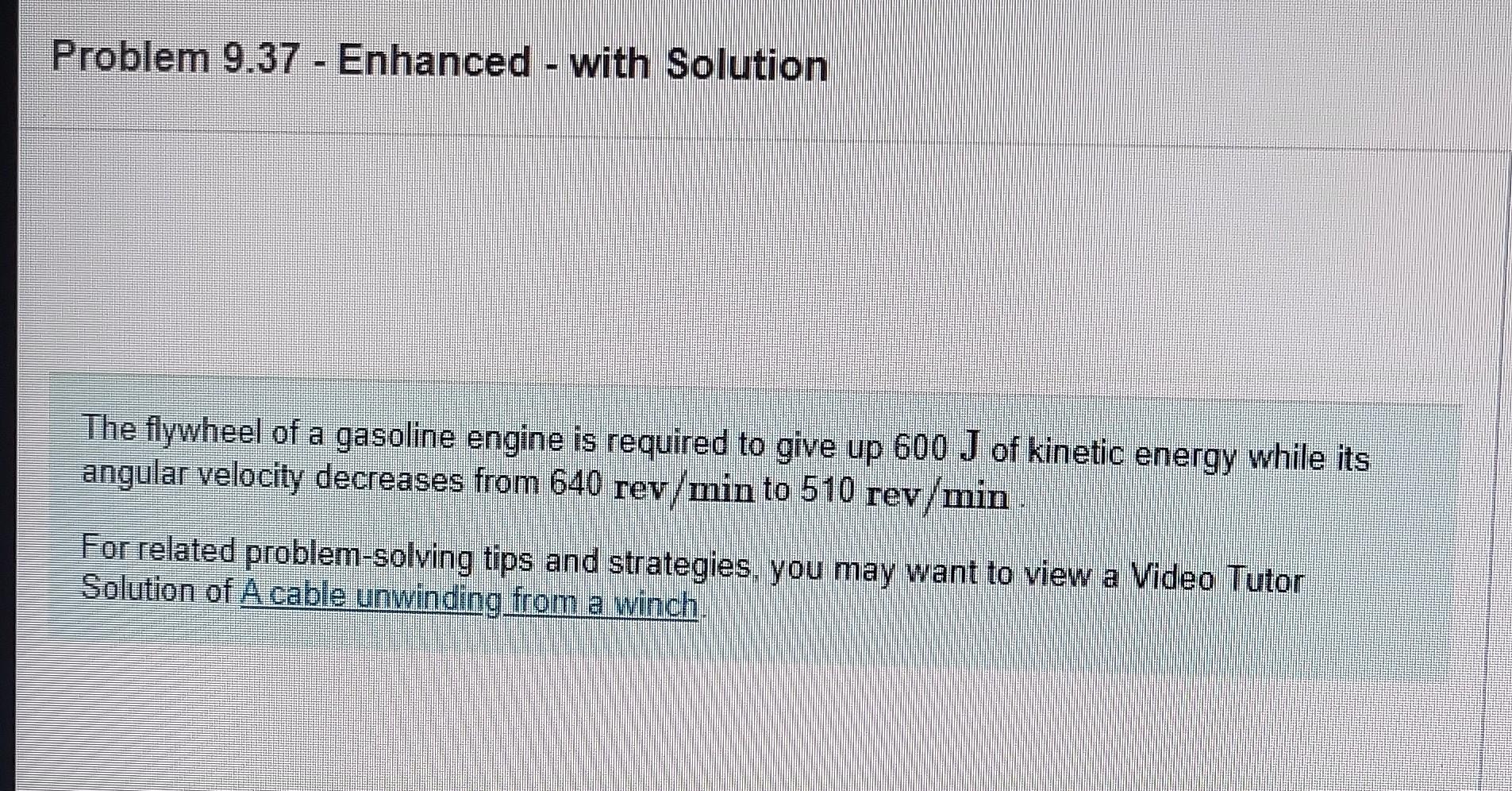 Solved Problem 9.37 - Enhanced - with Solution The flywheel | Chegg.com