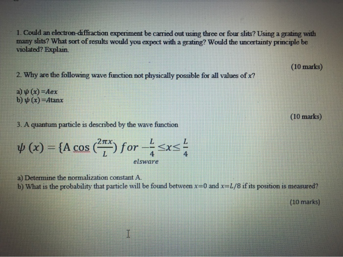 Solved 1. Could an electron-diffraction experiment be | Chegg.com