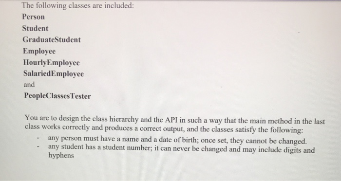 Solved The following classes are included: Person Student | Chegg.com