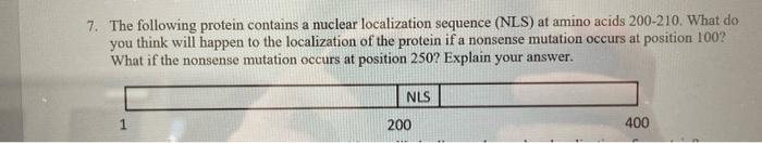 Solved The following protein contains a nuclear localization | Chegg.com