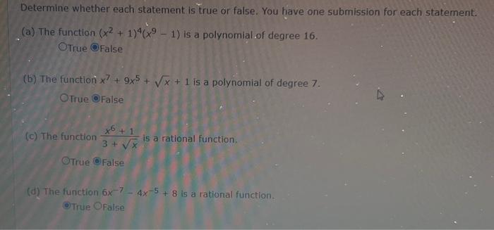 Solved Determine whether each statement is true or false. | Chegg.com